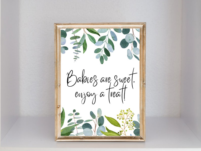 Greenery Oh Baby Shower Decor, Printable Signs for Baby Shower, 4 Signs ...