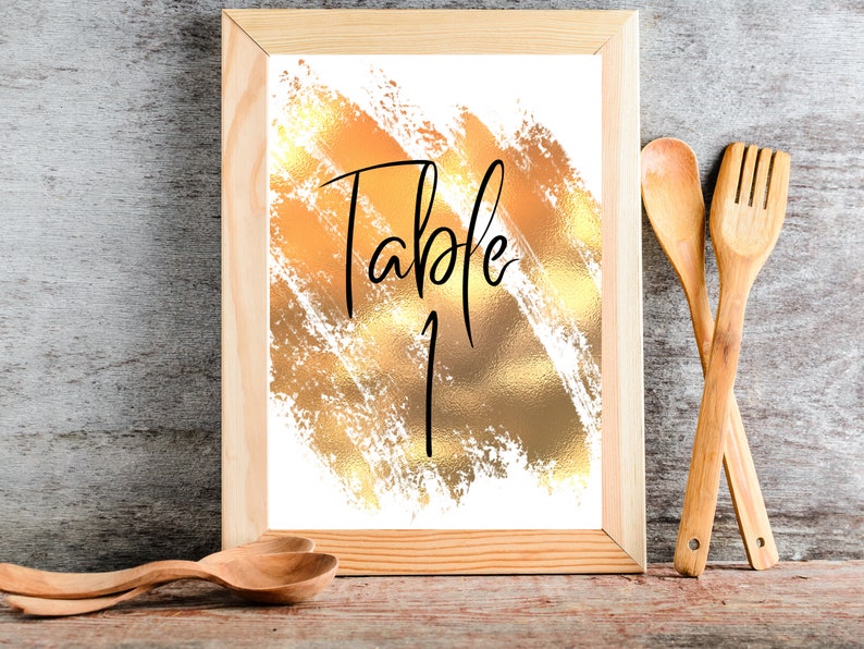 Gold Table Numbers, Wedding, Event Tables, Printable Digital Download ...