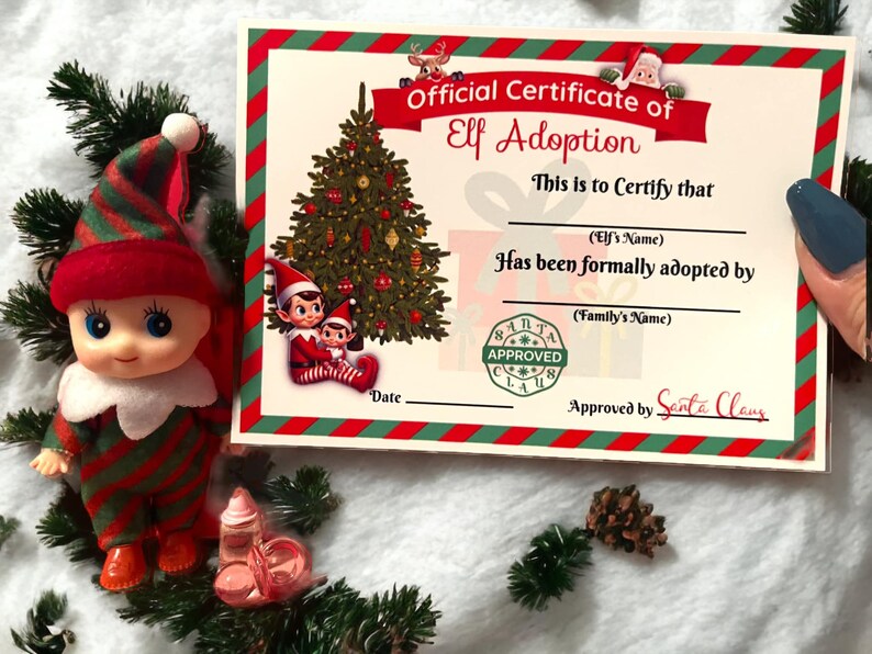Tiny Baby Elf, Christmas, Baby Elf Adoption, Elf Adoption Certificate ...