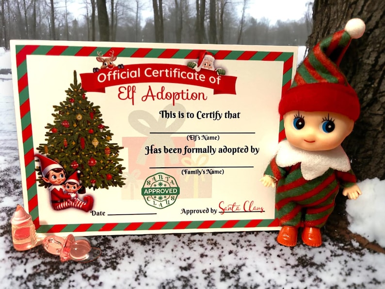 Tiny Baby Elf, Christmas, Baby Elf Adoption, Elf Adoption Certificate ...
