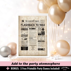 AUSTRALIAN 1964 Birthday Decoration, 60 Years Ago Back in 1964 ...