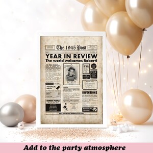 80th Birthday Newspaper Poster With Australian Facts, Aussie Back in ...