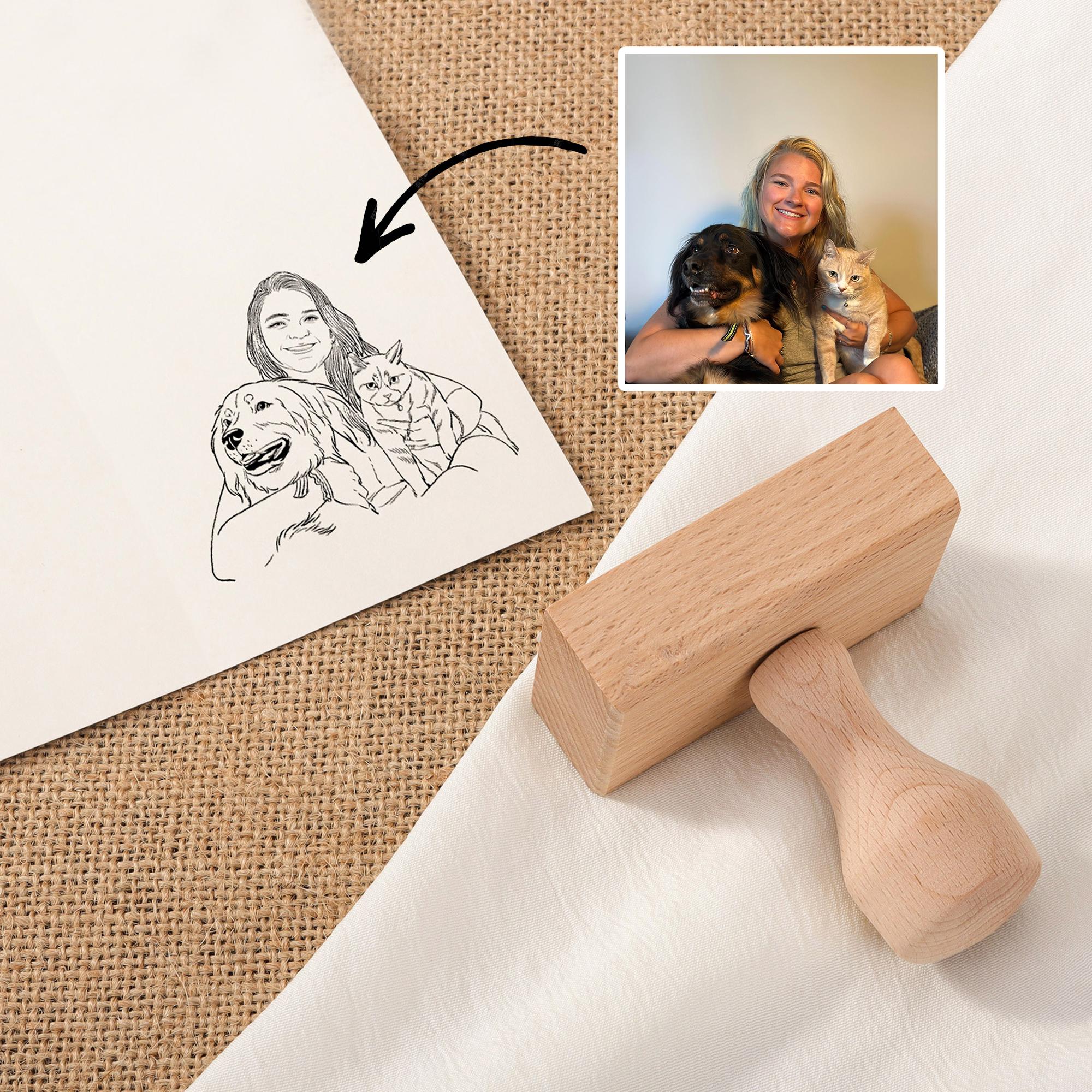 Custom Face Portrait Stamp, Face Stamp, Hand-drawn Portrait Stamp, Self ...