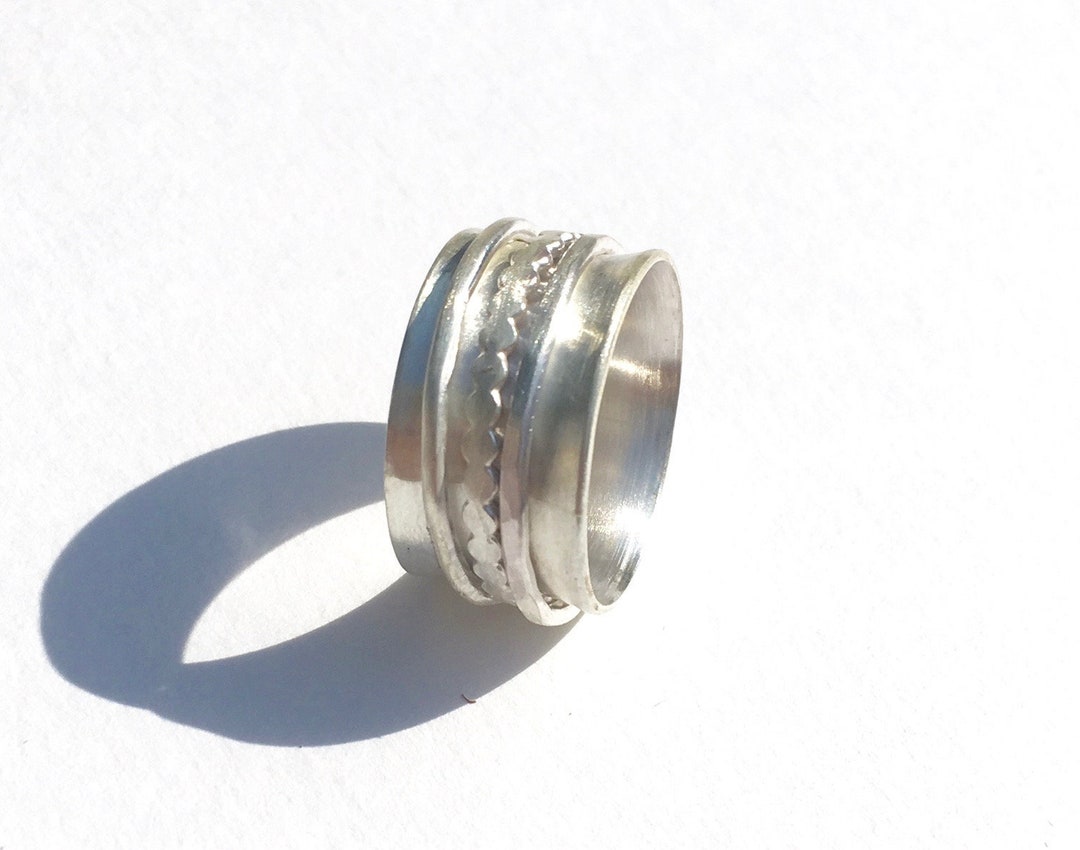 Simple Rotating Ring in Silver, Stacking Ring With 3 Movable Rings ...