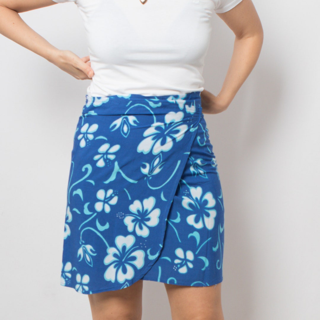 Vintage Sarong Skirt Beach Resort Wrap Mini Skirt Rayon Skirt Small ...