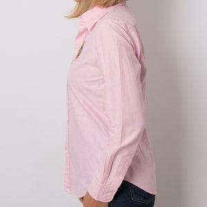 RALPH Lauren Pink Cotton Button Down Shirt With Bullion Patch Medium ...