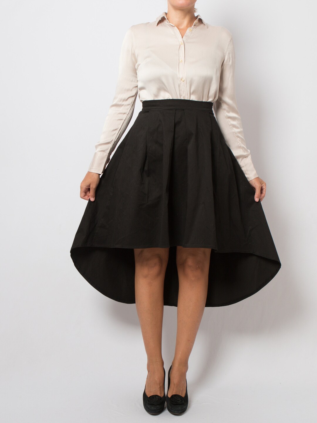 Italian Black High Low Skirt Asymmetrical Skirt Short Long Formal Skirt ...