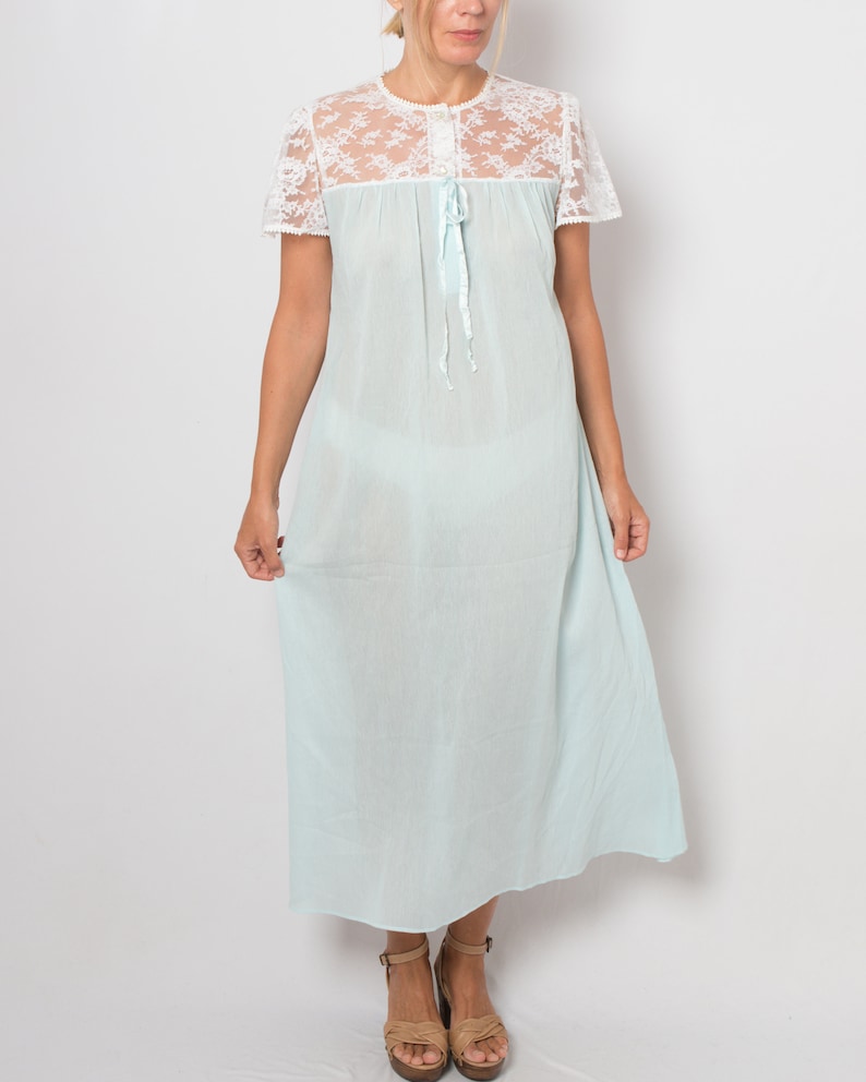 Vintage Sheer Nightown See Through Nightgown Sheer Nightie Transparent ...