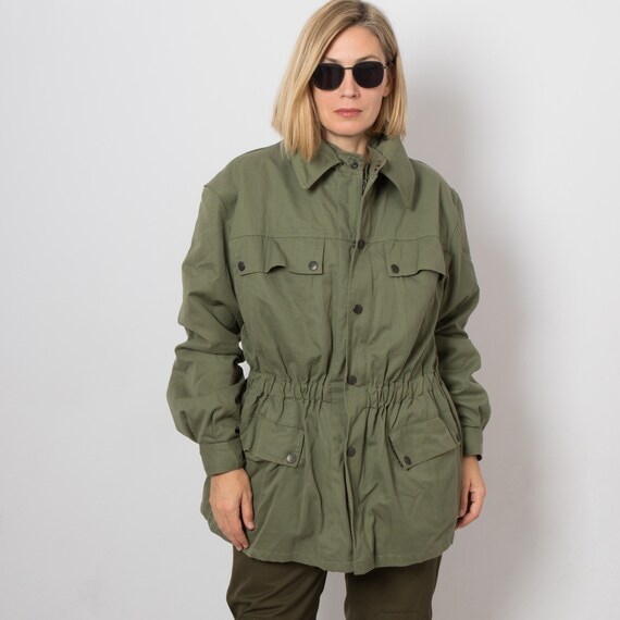 Vintage Military Army Green Jacket Safari Jacket Size… - Gem