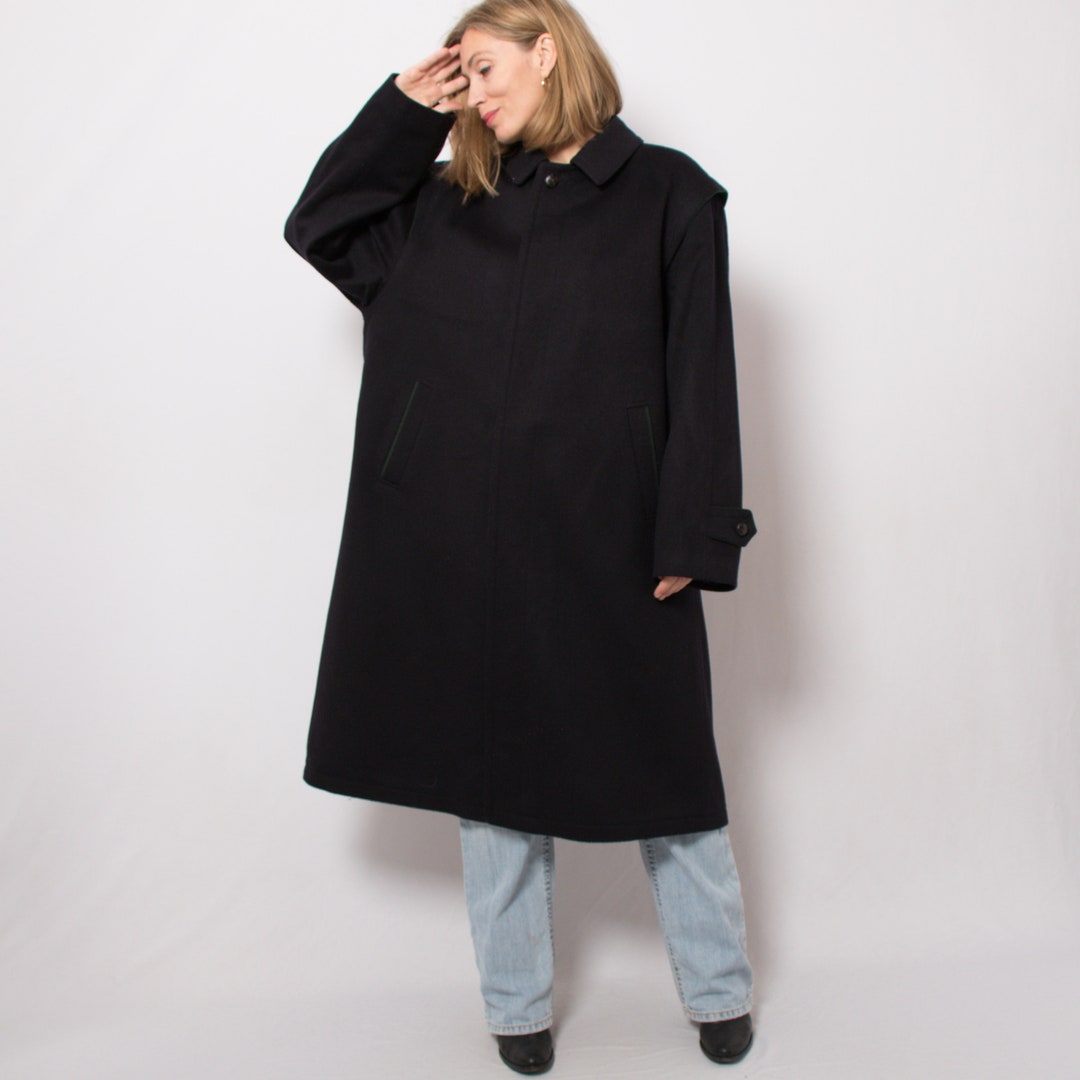 RETRO Loden Coat Blue Wool Swing Coat Classy Formal Statement Large ...