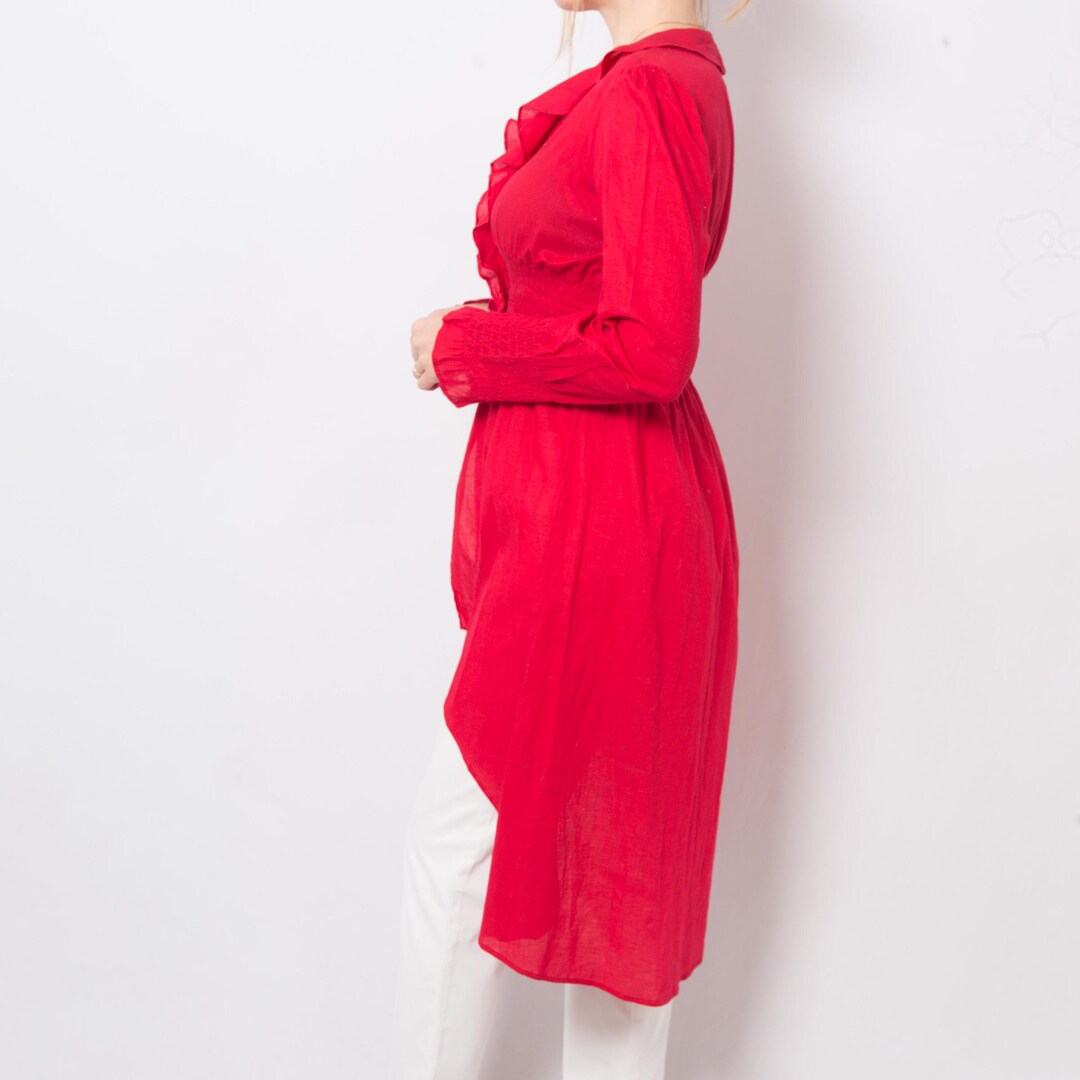 Vintage High Low Shirt Ruffle Collar Puff Sleve Shoulder Tuxedo ...