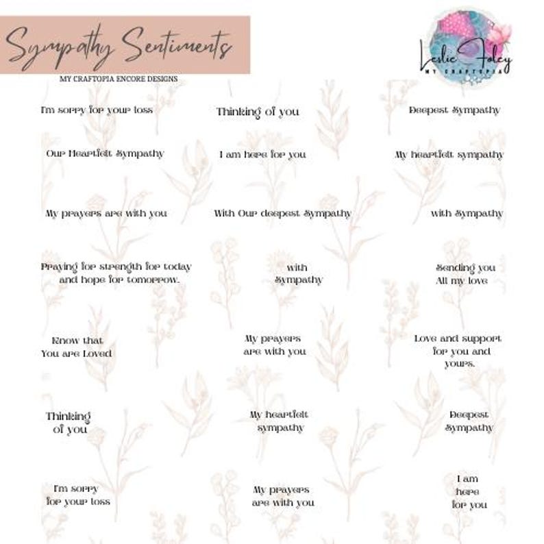 Printable Digital Sympathy Cardmaking Sentiments, Greeting, Sayings ...
