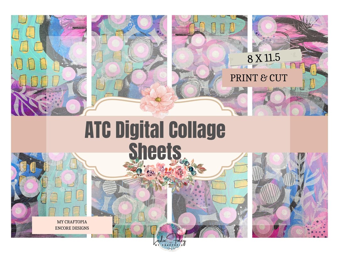ATC Printable Digital Mixed Media Collage Sheets, Download Printable ...