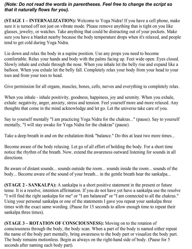 7 Chakras Yoga Nidra Script - Etsy