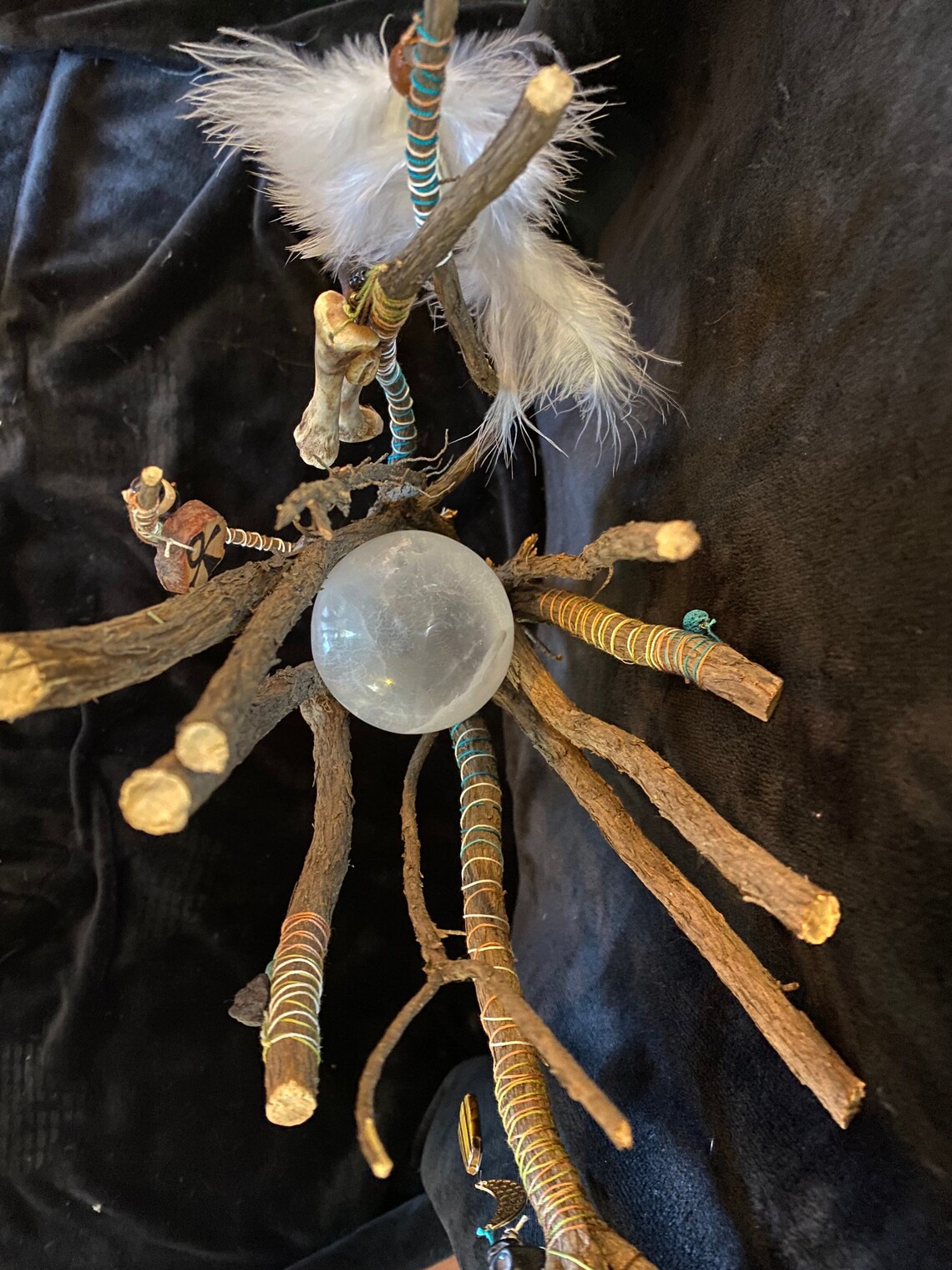 Rosemary Witches Staff with Selenite Crystal Ball Ankh | Etsy