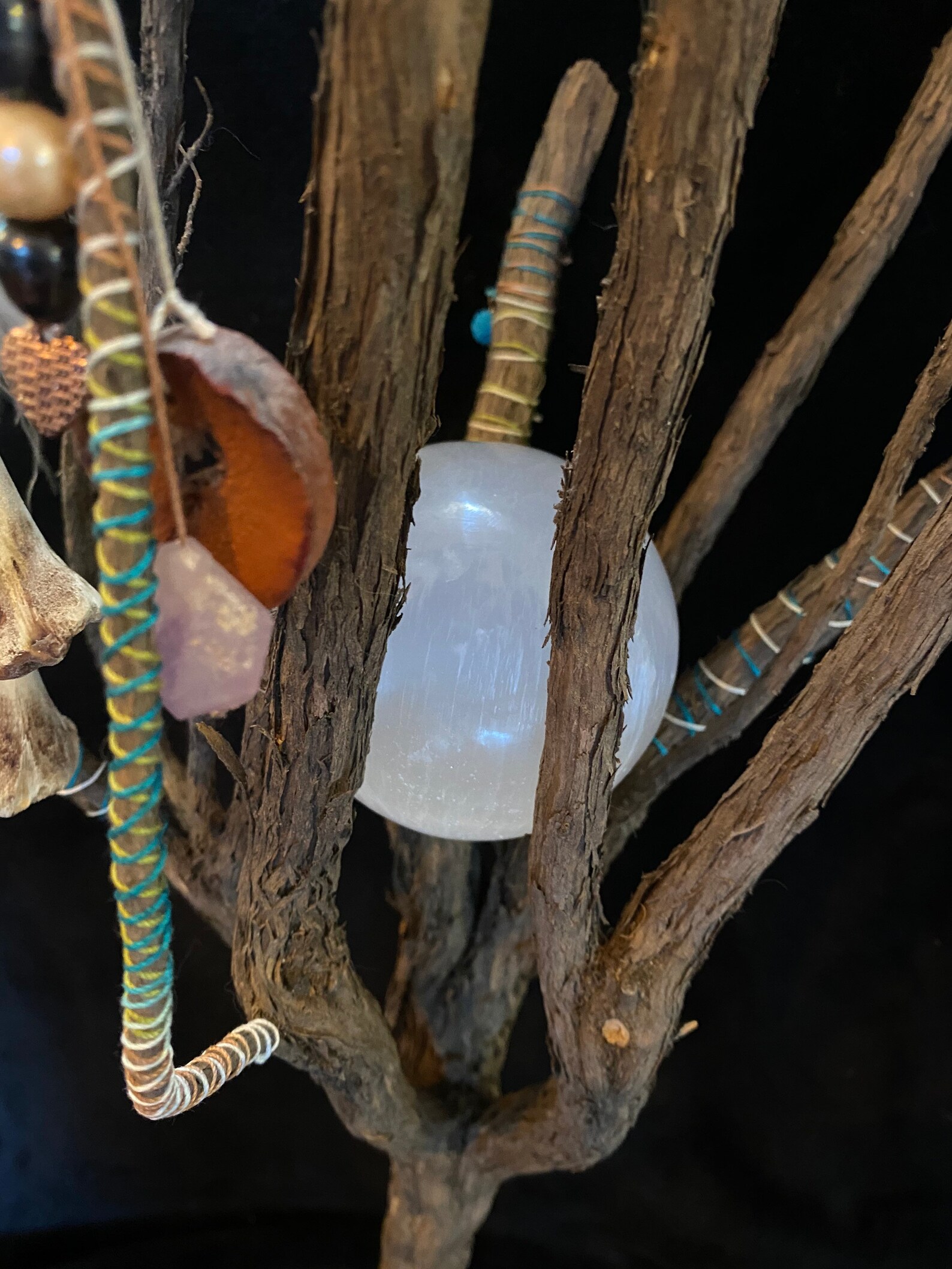 Rosemary Witches Staff With Selenite Crystal Ball Ankh | Etsy