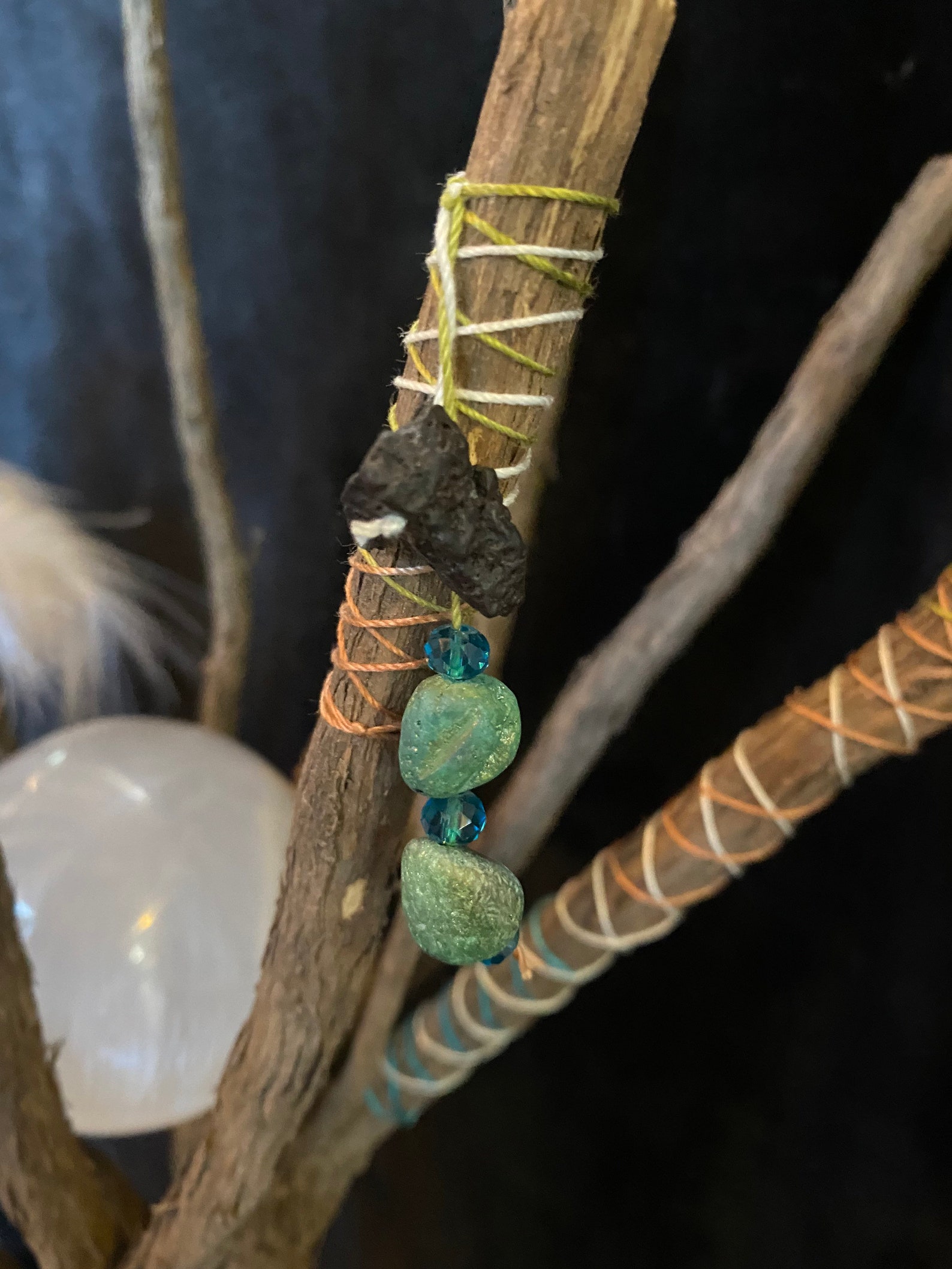 Rosemary Witches Staff with Selenite Crystal Ball Ankh | Etsy