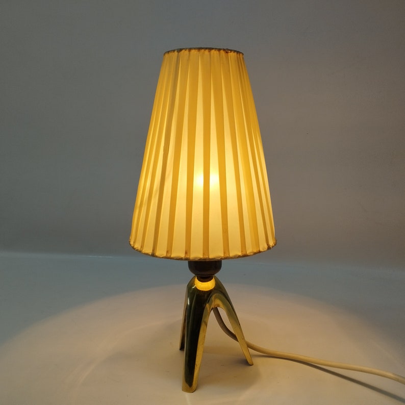 Mid Century Tripod Brass Table Lamp 50s - Etsy