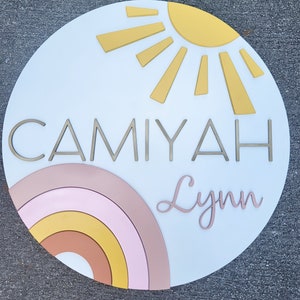 Here Comes the Sun| Rainbow Sign| Custom Name Sign| Personalized Crib ...