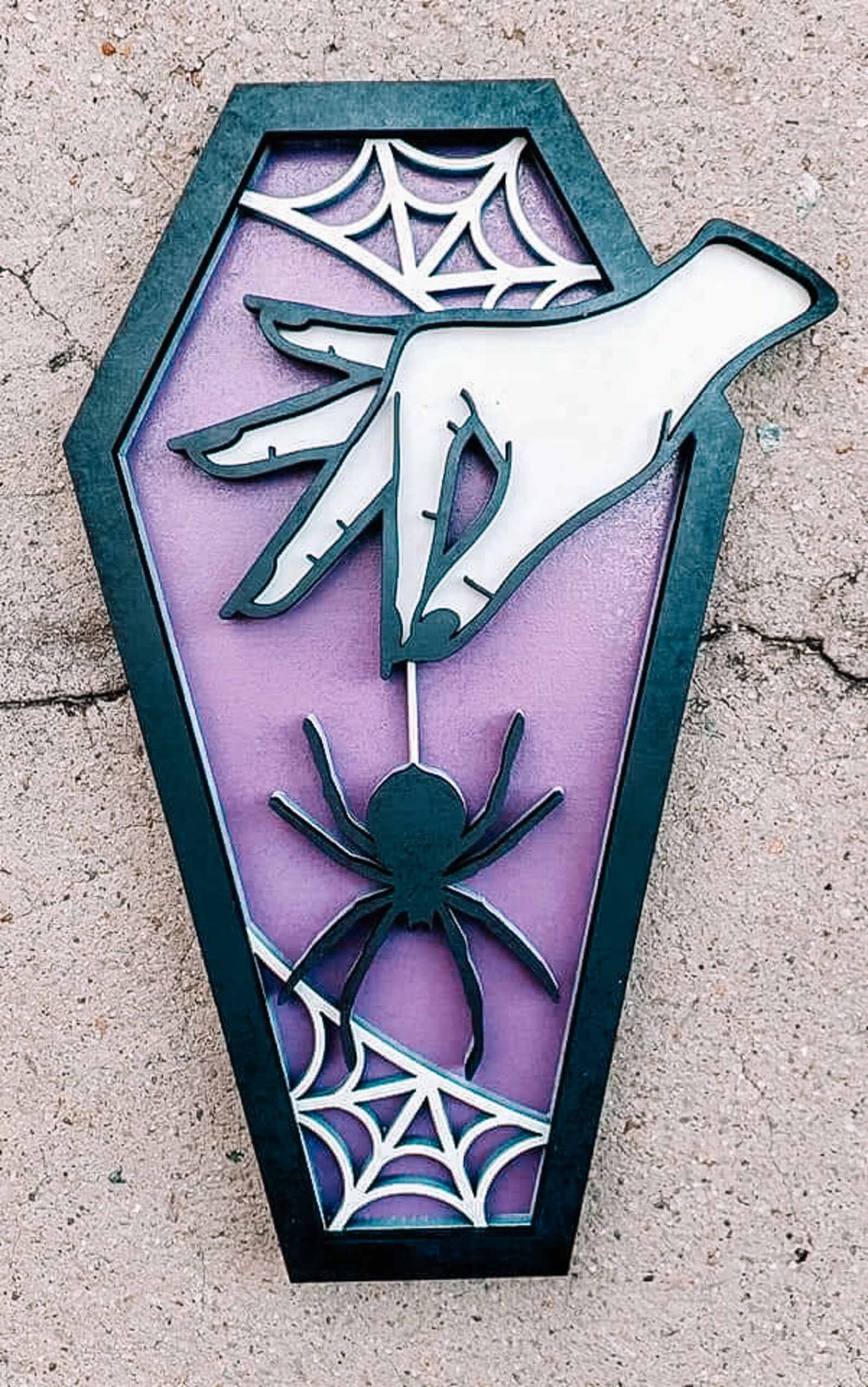 Halloween Witch and Spider Coffin Sign Halloween Witch - Etsy