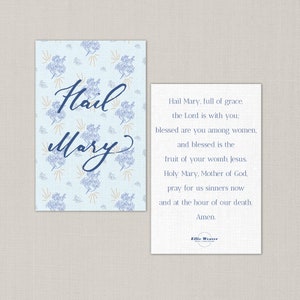 Hail Mary Prayer Card, Individual Prayer Cards, Catholic Art, Hail Mary ...