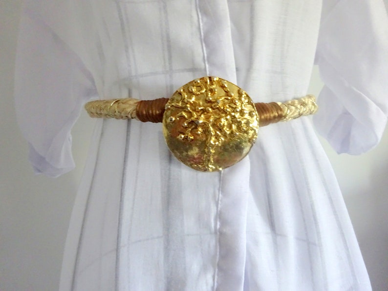 Golden Round Buckle Handicraft Braided Belt Buckle Golden - Etsy