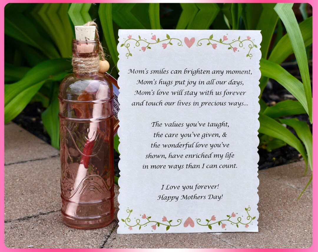 Mother's Day Gift // Message in a Bottle // Pink - Etsy