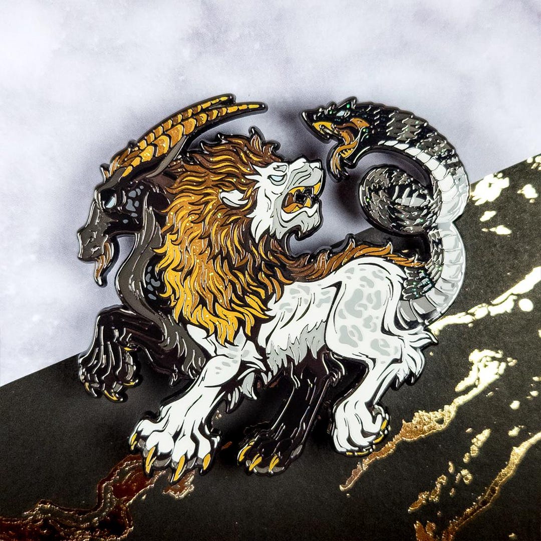 Chimera Enamel Pin "gilded Marble" // Chimera ~ Mythical Creature - Etsy