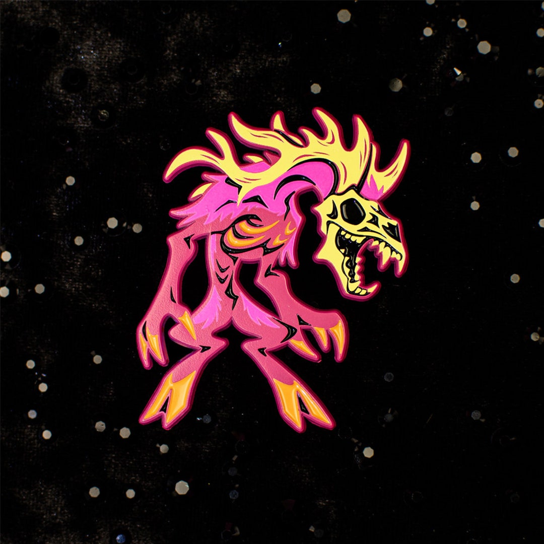 Neon Cryptids Deer Man Wendigo Enamel Pin - Etsy