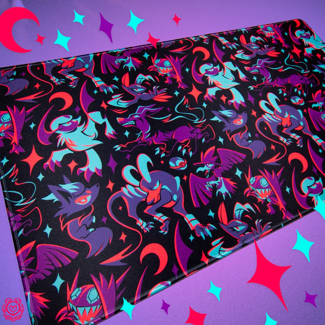 Dark Type Pattern Playmat // Gaming Desk Mat Mouse Pad // Houndoom ...