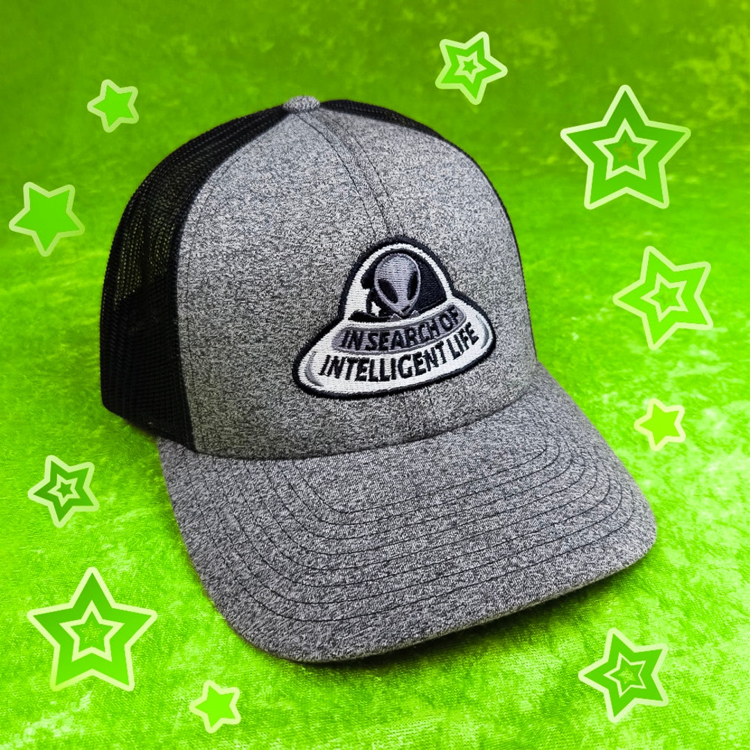 Intelligent Life UFO Trucker Hat // Embroidered Funny Alien Cap - Etsy
