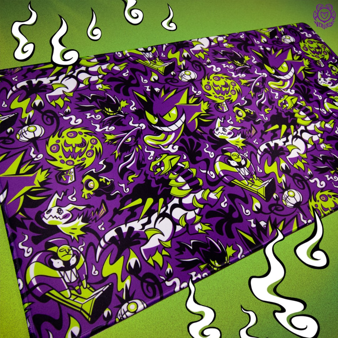 Ghost Type Pattern Playmat // Gaming Desk Mat Mouse Pad // Gengar ...