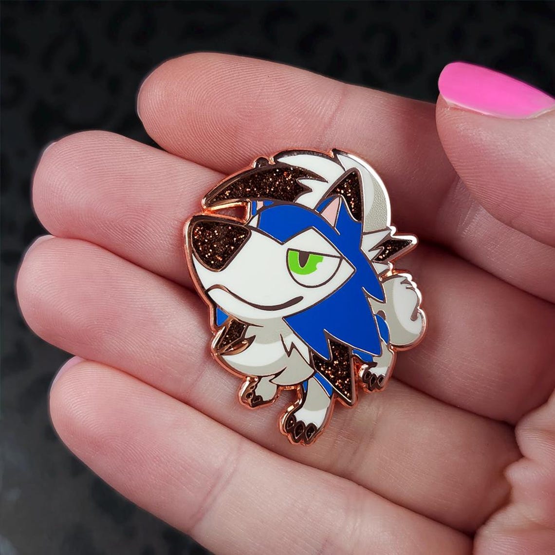 LYCANROC Enamel Pin // + Shiny Version! // Big Head Fisheye Lens Style ...