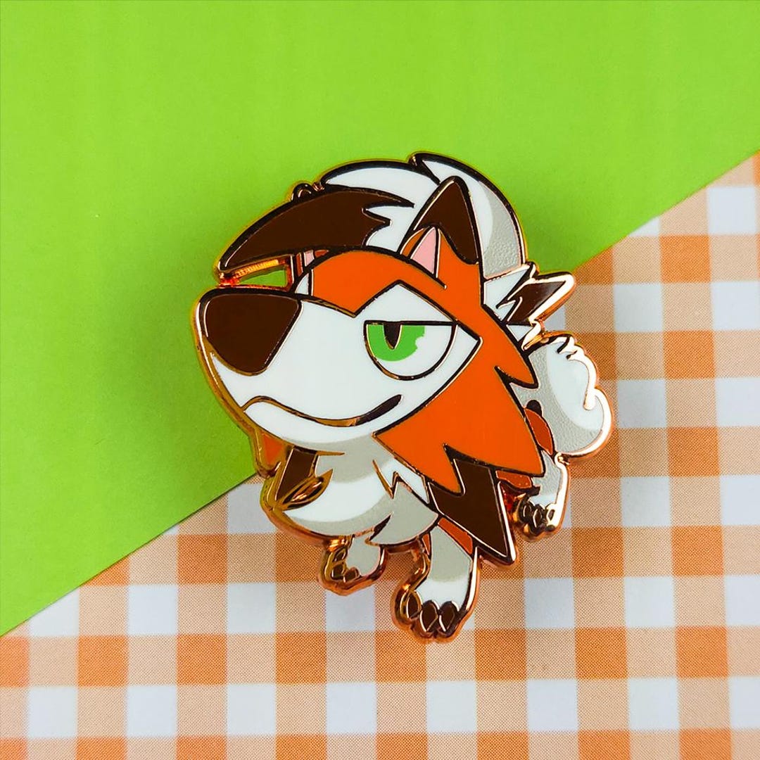 LYCANROC Enamel Pin // + Shiny Version! // Big Head Fisheye Lens Style // GOOD DOG! Series - Etsy