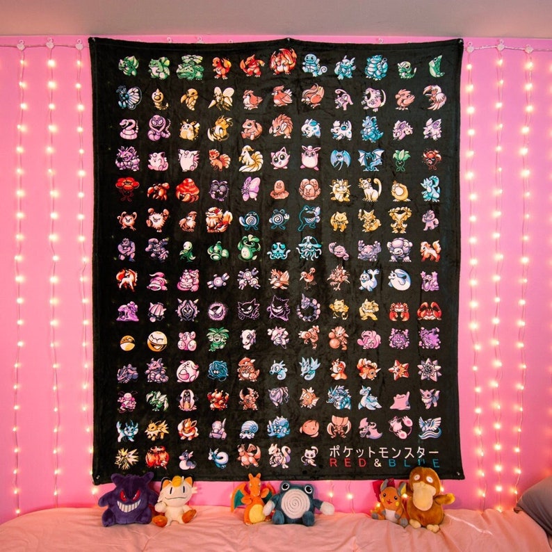 Kanto 151 THROW BLANKET // First Gen 1 Original // Pkmn Red Blue ...