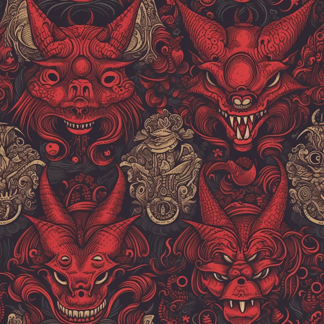 Devil/demon Mask Seamless Pattern - Etsy