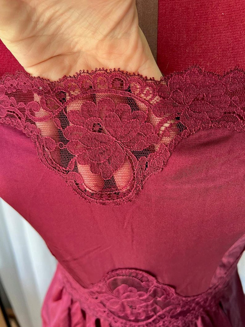 Teddy Negligee Sheer Lace Satin Burgundy - Etsy
