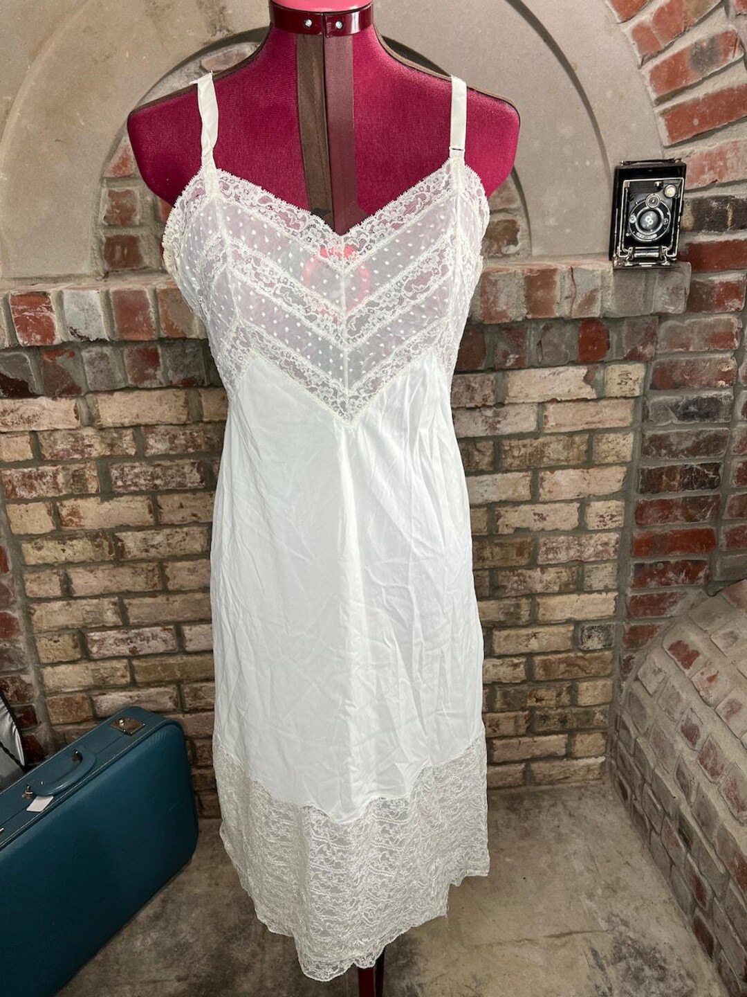 Negligee Slip Vintage White Nightgown Sheer Lace Bust - Etsy