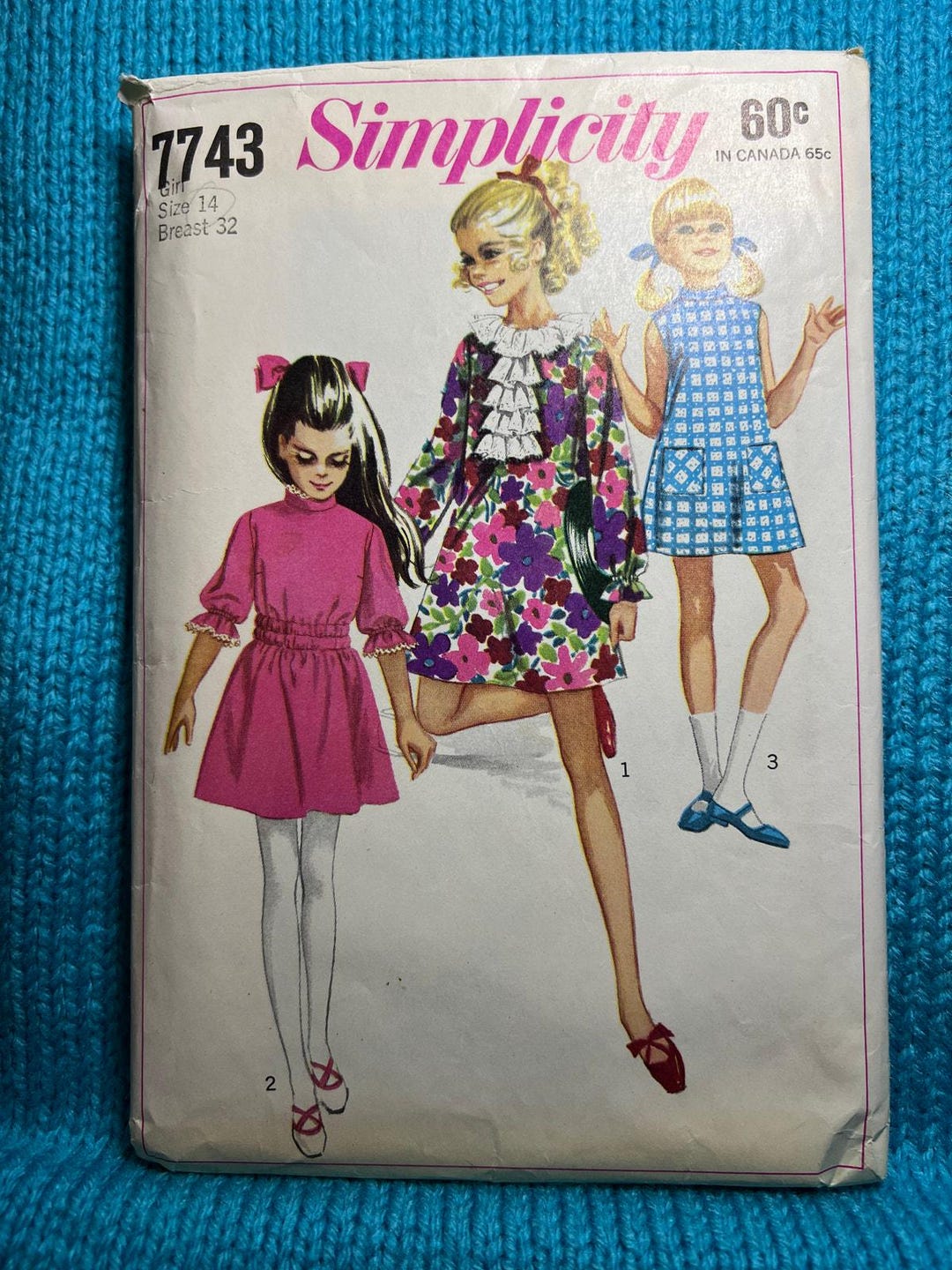 Simplicity 7743 Sewing Pattern Girls Dress A Line Fit and Flare 1960s ...