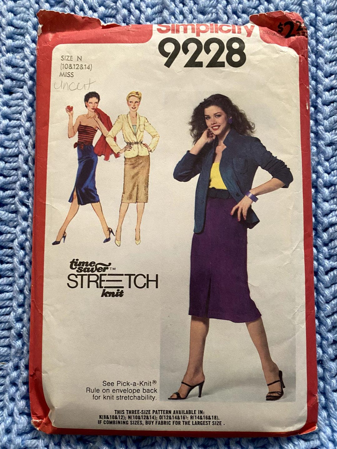 Simplicity 9228 Sewing Pattern Skirt Tube Top Jacket 1980s Size 10 12 ...
