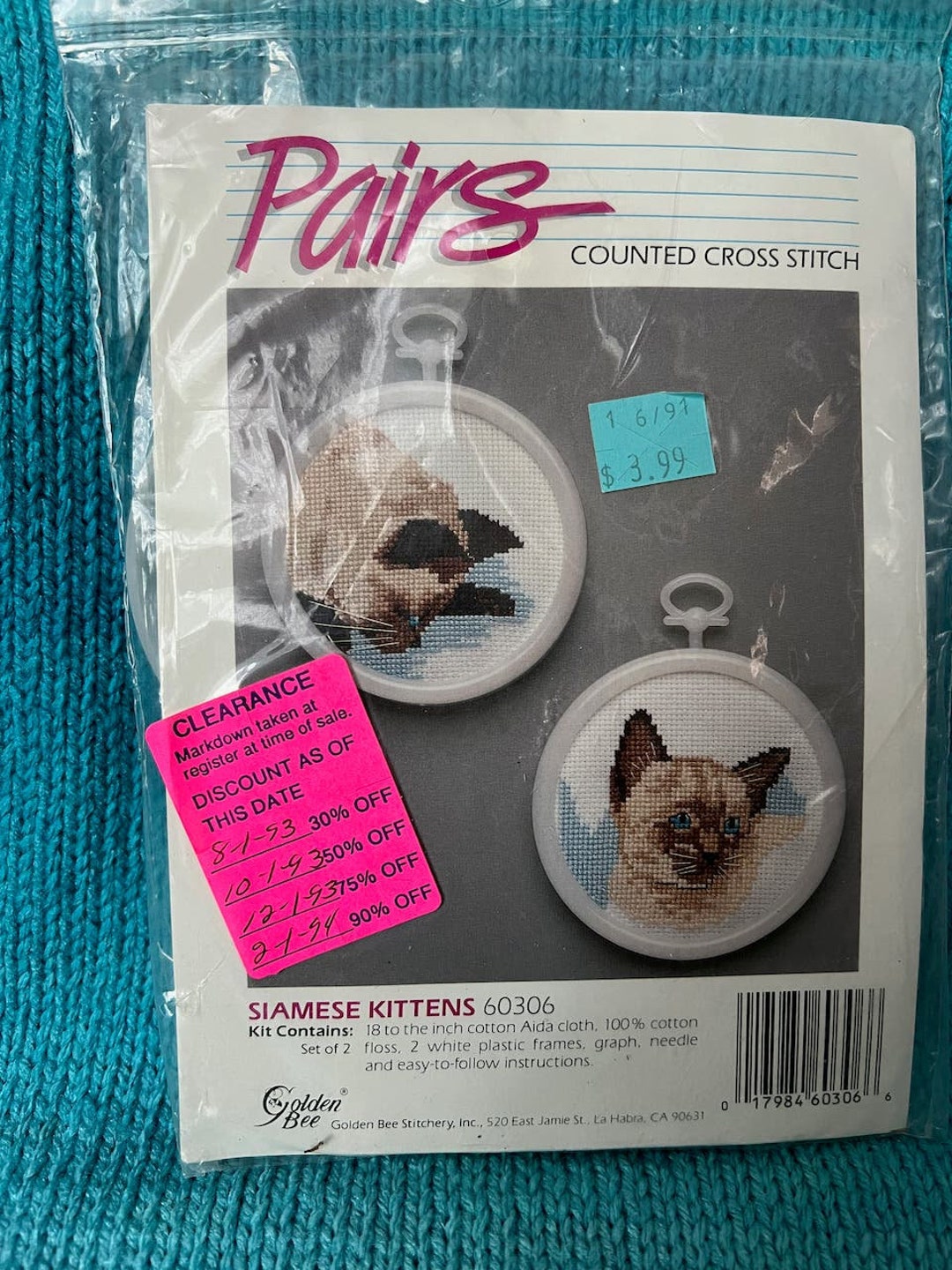 Golden Bee Pairs Siamese Cat Cross Stitch Kit - Etsy