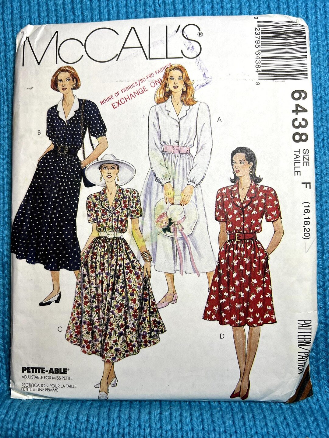 Mccalls 6438 Sewing Pattern Shirt Dress 1990s Size 16 18 20 - Etsy