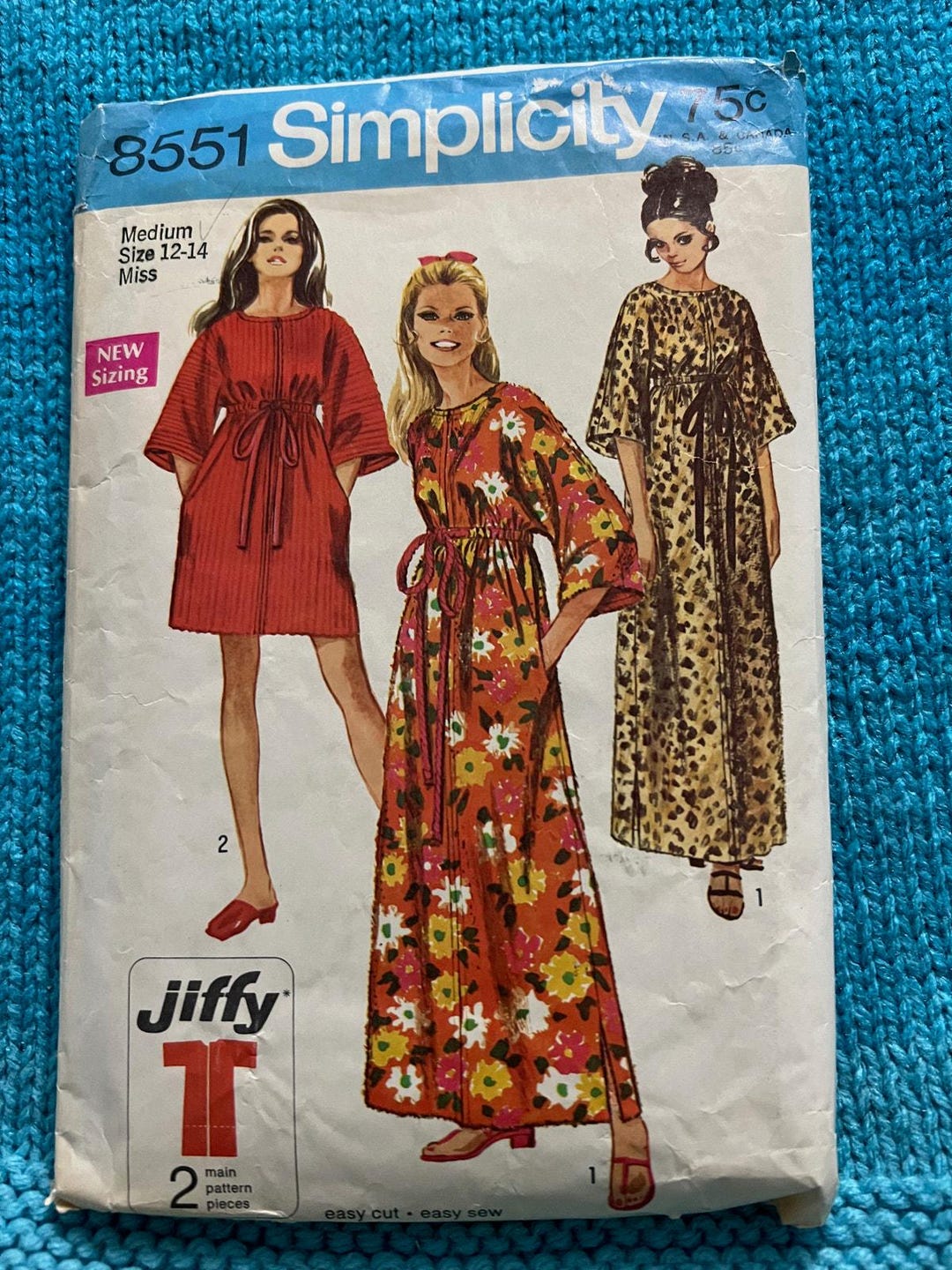 Simplicity 8551 Sewing Pattern Kaftan Robe 1970s Size 12 14 - Etsy UK