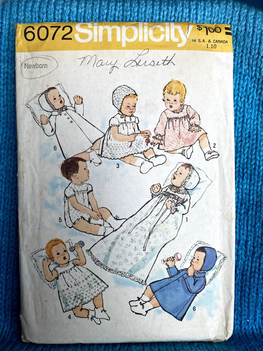 Simplicity 6072 Sewing Pattern Baby Gown Dress Bonnet 1970s Size ...