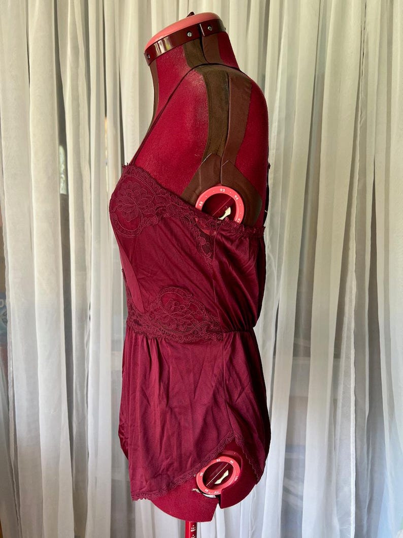 Teddy Negligee Sheer Lace Satin Burgundy - Etsy