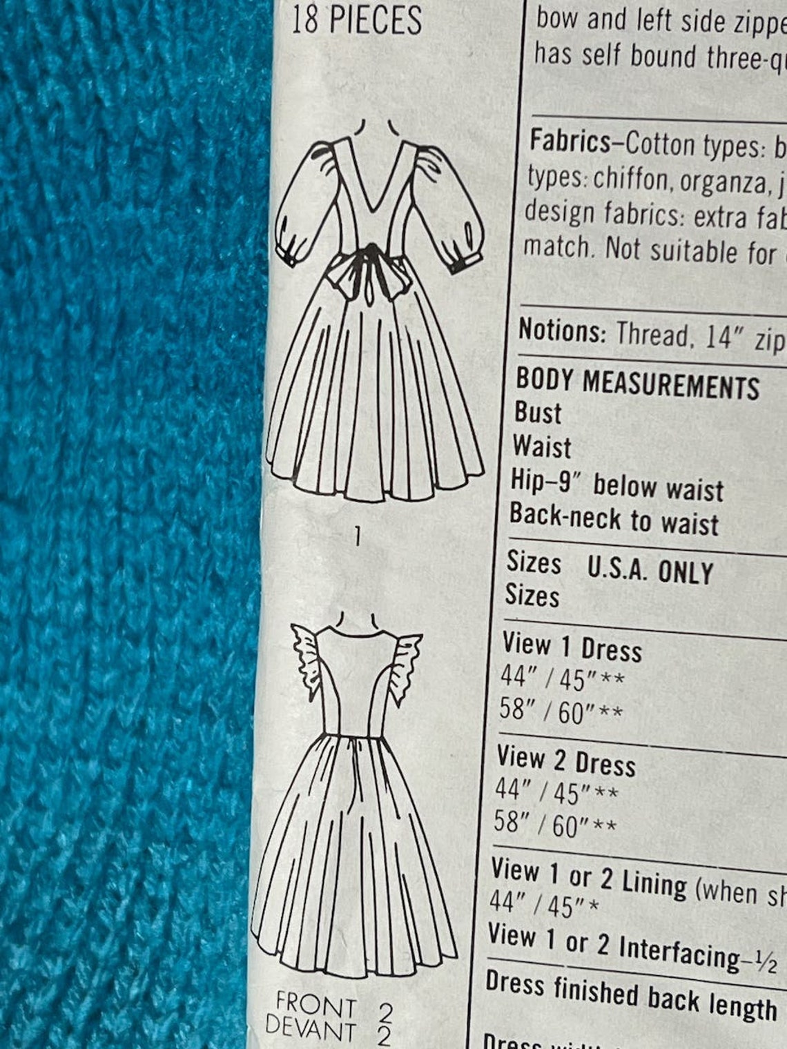 Simplicity Pattern 7549 Dress Maxi Fit and Flare Formal 1980s Size 6 8 ...