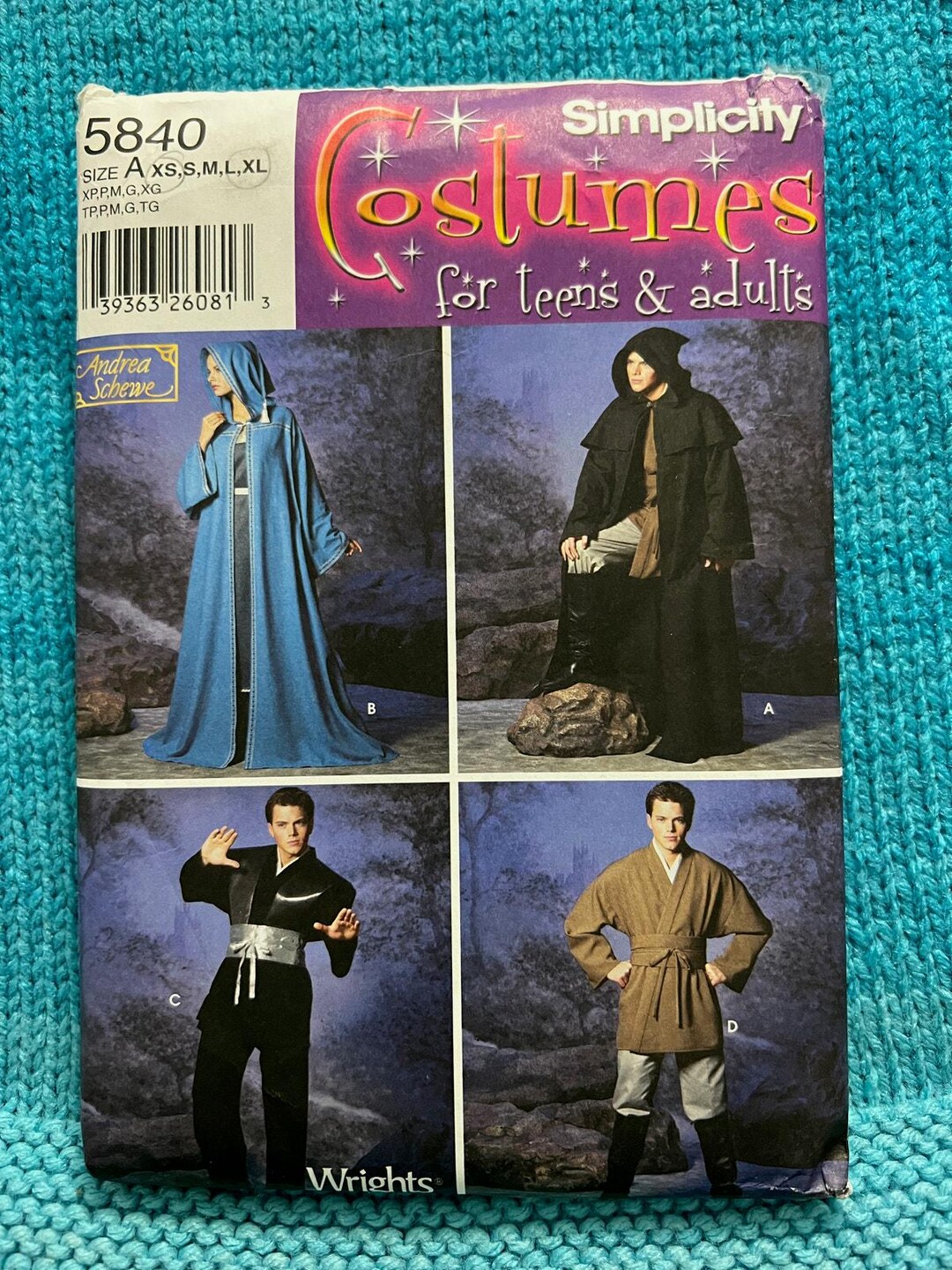 Simplicity 5840 Sewing Pattern Cloak Cape Tunic Jedi Costume Size XS - Etsy