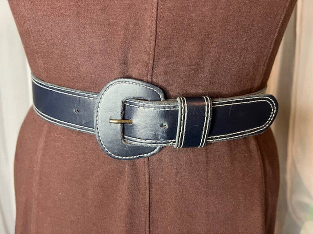 Belt Black White Stitching Mod Vintage - Etsy