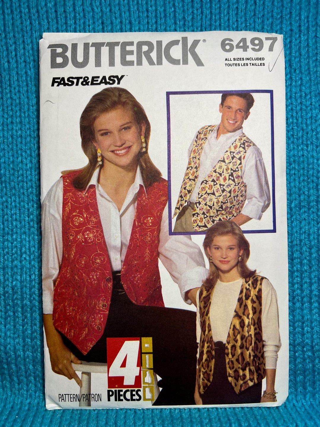 Butterick Sewing Pattern 6497 Vest 1990s Size XS-XL - Etsy