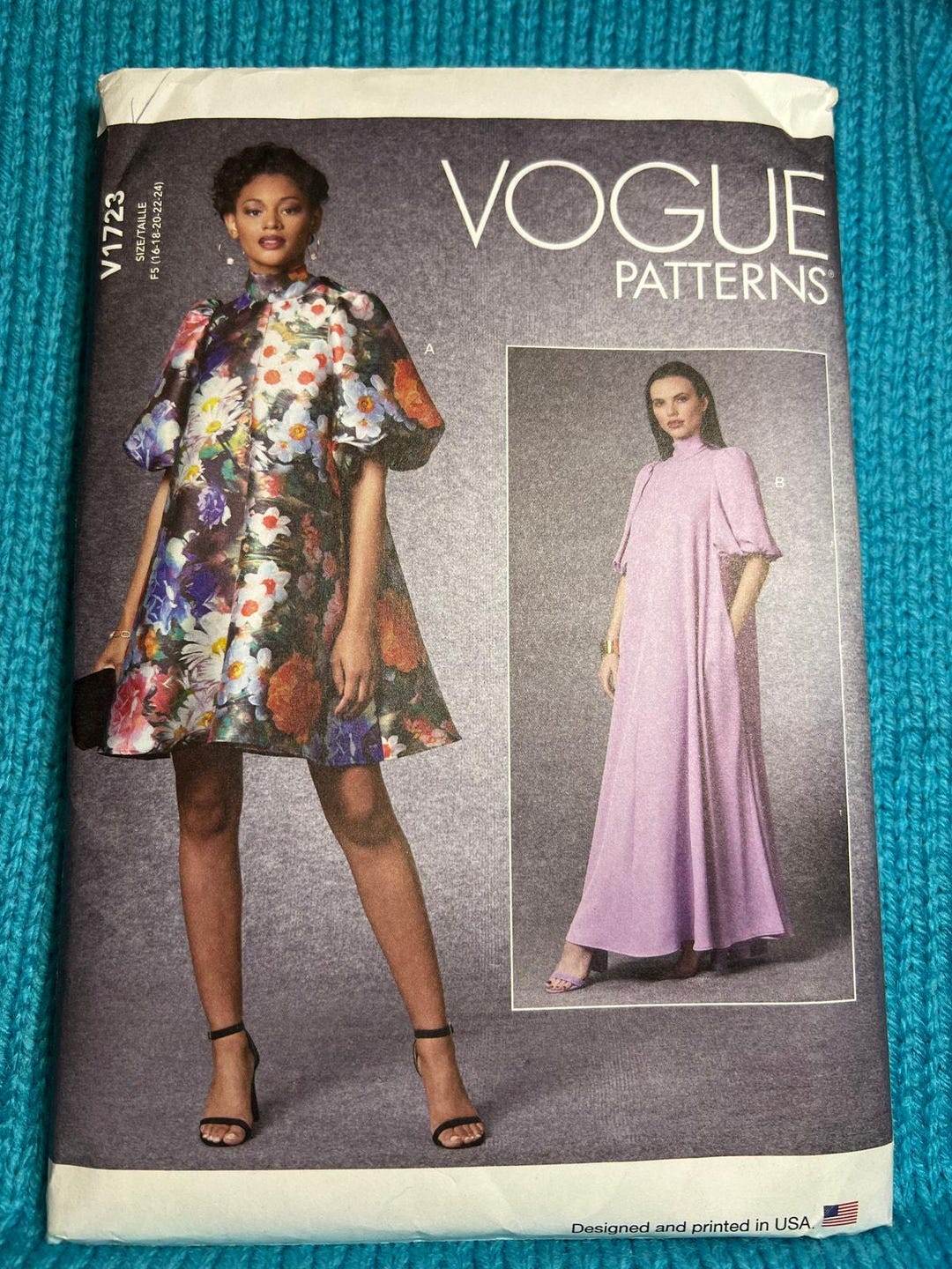 Vogue 1723 Pattern Dress A Line Puff Sleeves Size 16 18 20 22 24 - Etsy